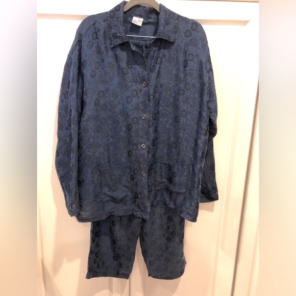 Thu Thuy Silk | Intimates & Sleepwear | Silk Pajamas Navy Blue With ...